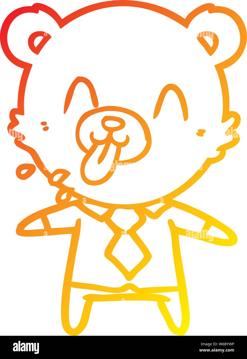 warm gradient line drawing of a rude cartoon bear boss Stock Vector ...