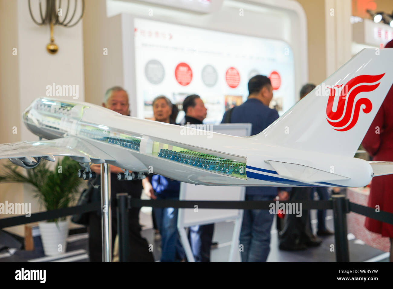 --FILE--A model plane is on display at the stand of Air China during ...