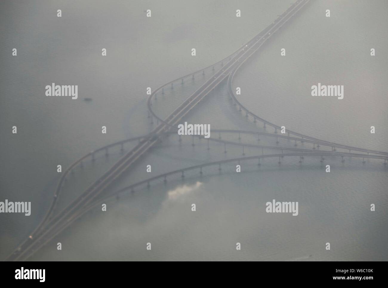 Aerial view of the Jiaozhou Bay Bridge or Qingdao Haiwan Bridge, a part ...