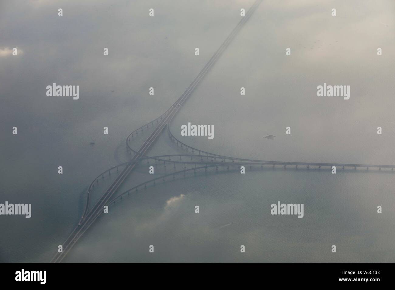 Aerial view of the Jiaozhou Bay Bridge or Qingdao Haiwan Bridge, a part ...