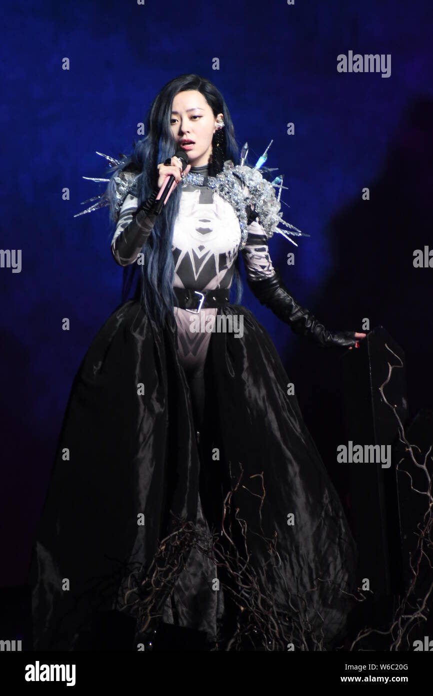 Chinese singer Jane Zhang or Zhang Liangying performs at the concert ...