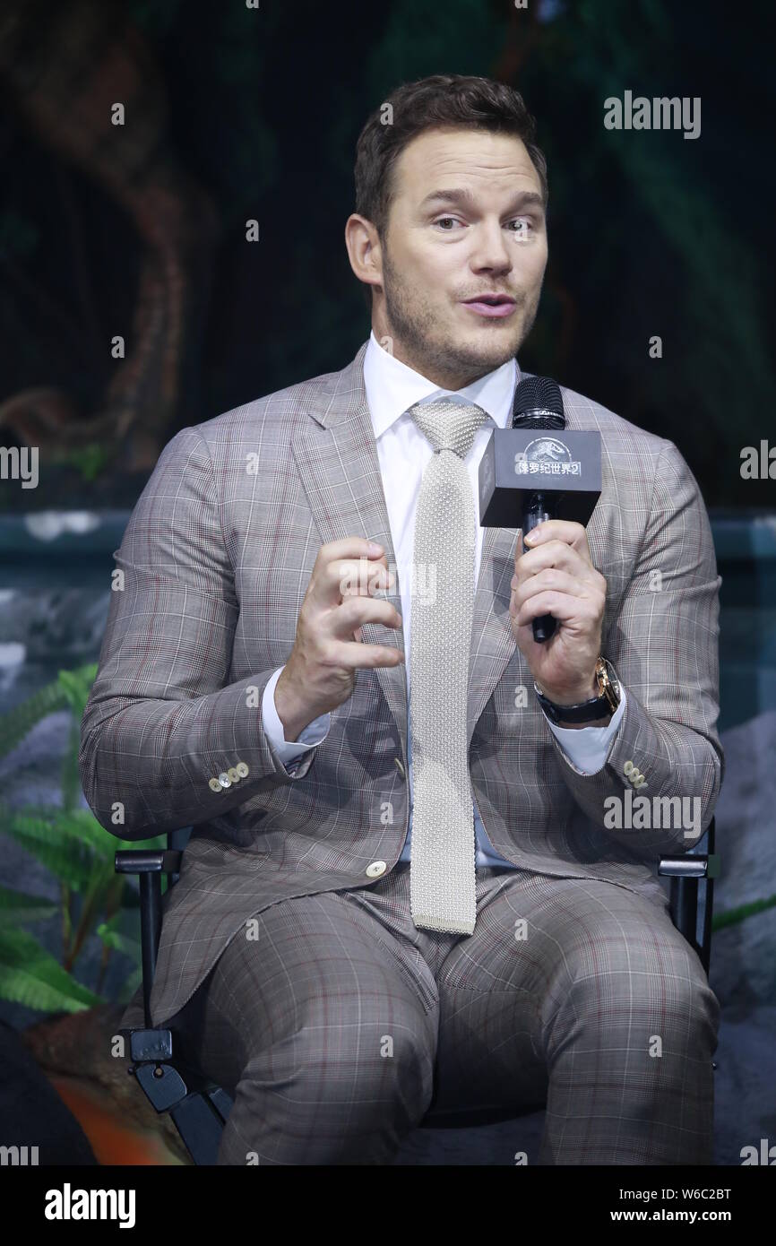 American actor Chris Pratt attends a press conference for new movie ...