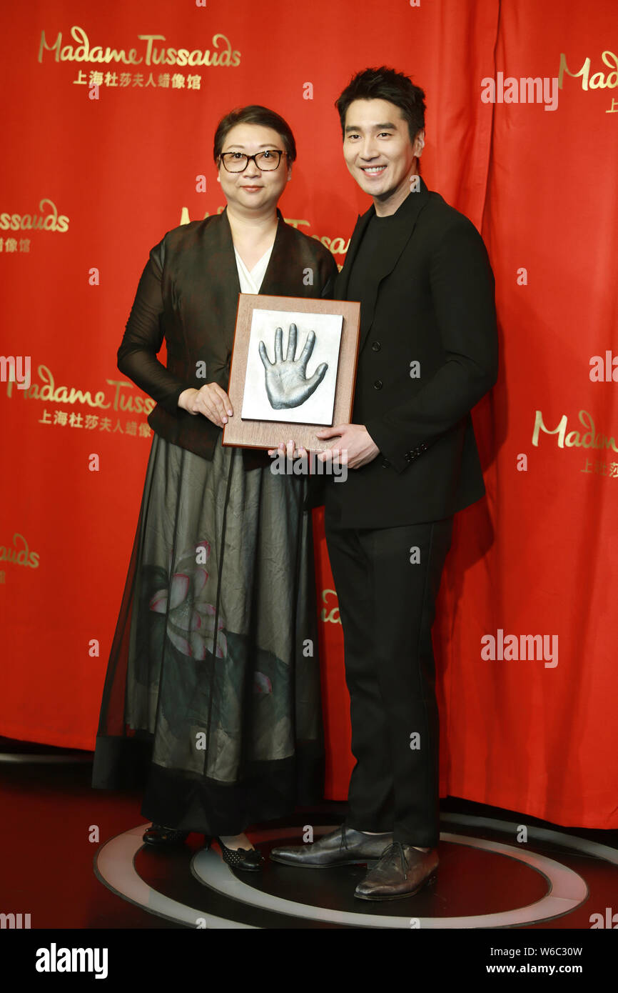 Taiwanese-Canadian actor Mark Chao poses during an unveiling ceremony ...