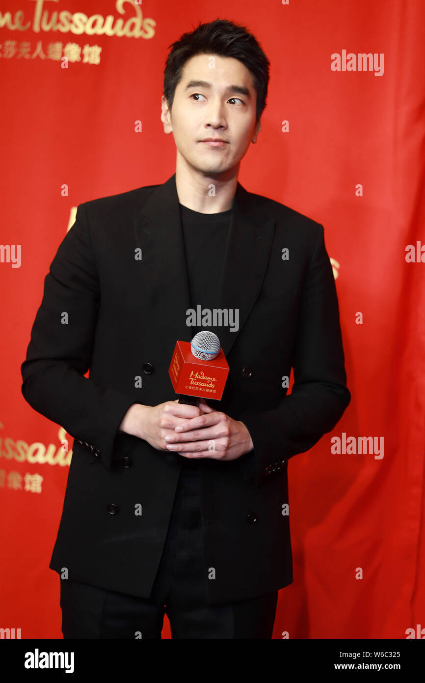 Taiwanese-Canadian actor Mark Chao poses during an unveiling ceremony ...