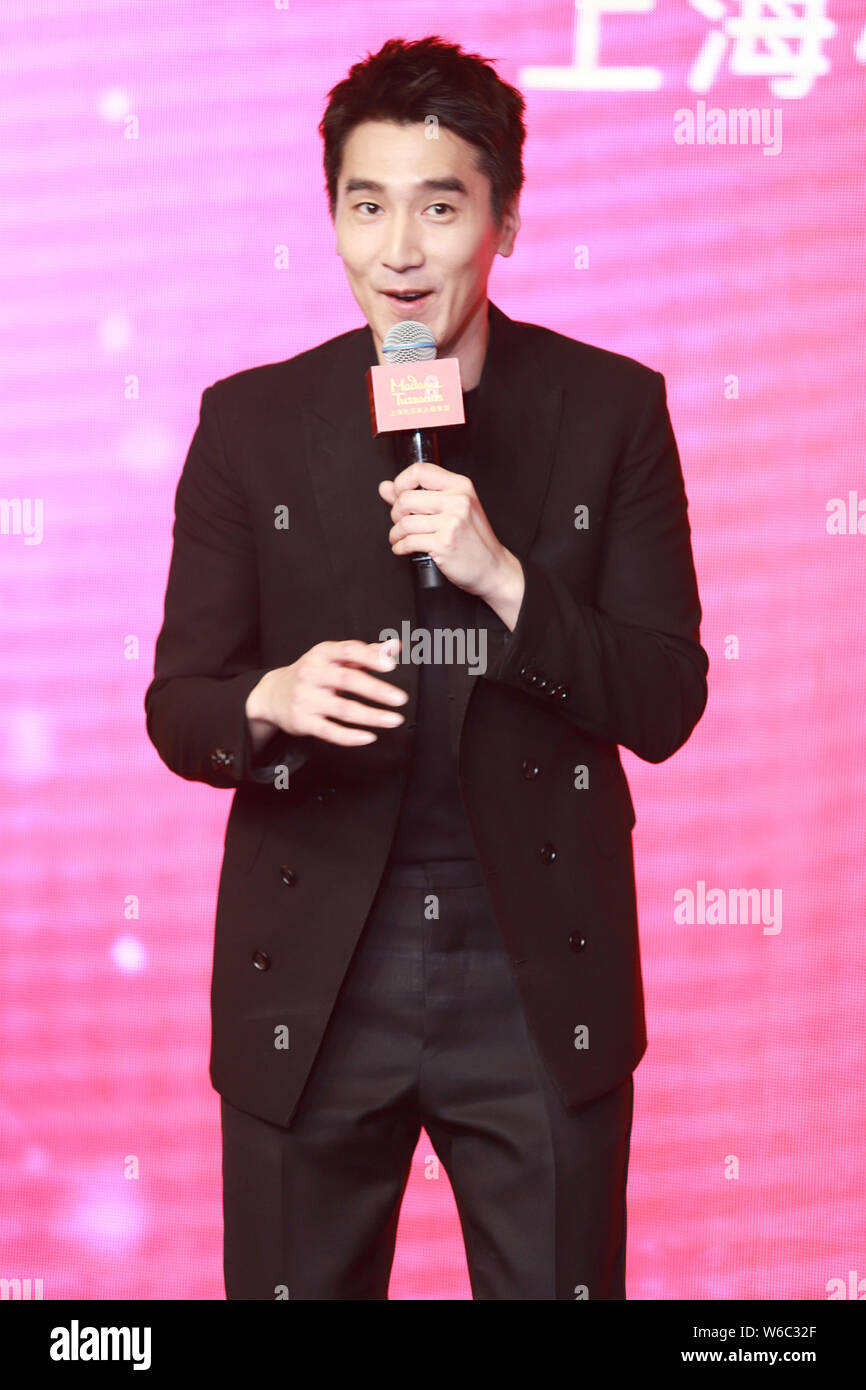 Taiwanese-Canadian actor Mark Chao poses during an unveiling ceremony ...