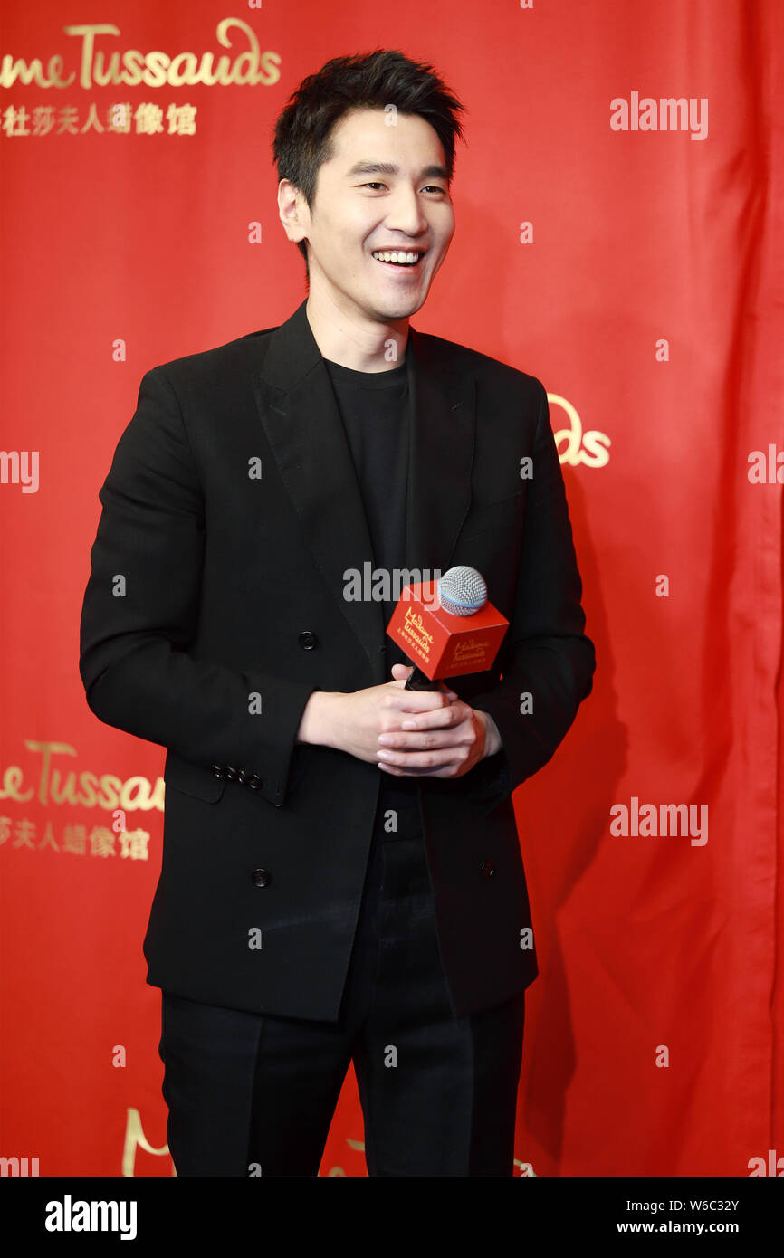 Taiwanese-Canadian actor Mark Chao poses during an unveiling ceremony ...