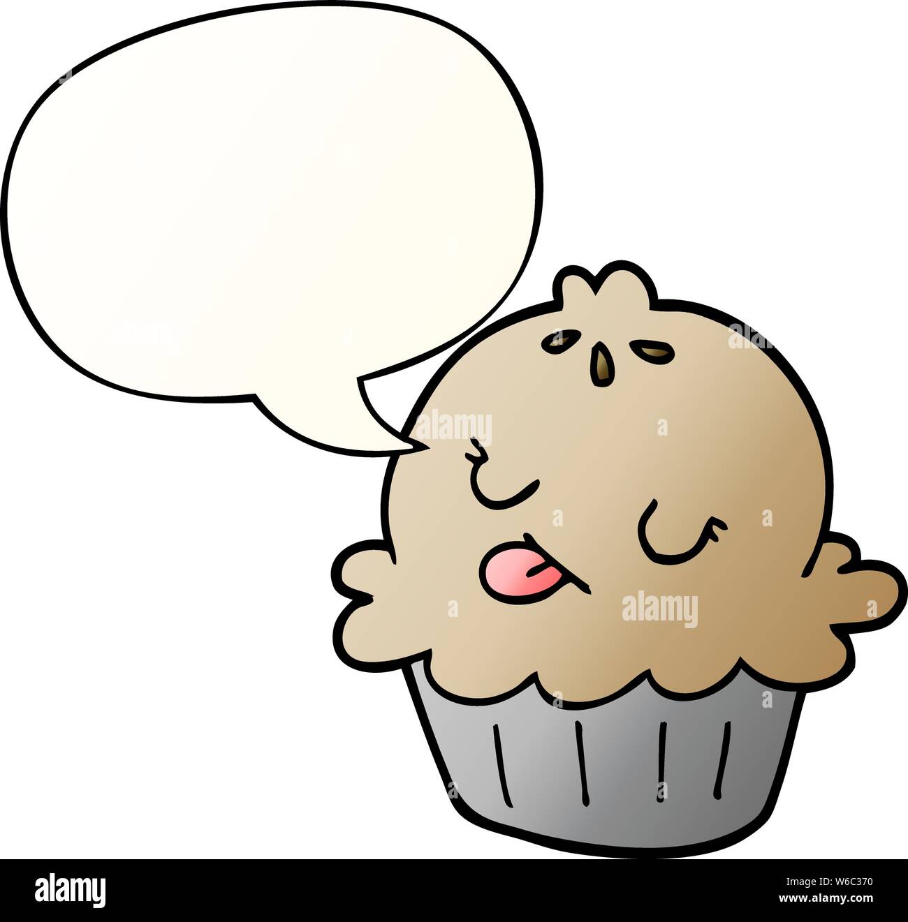 cute cartoon pie with speech bubble in smooth gradient style Stock ...