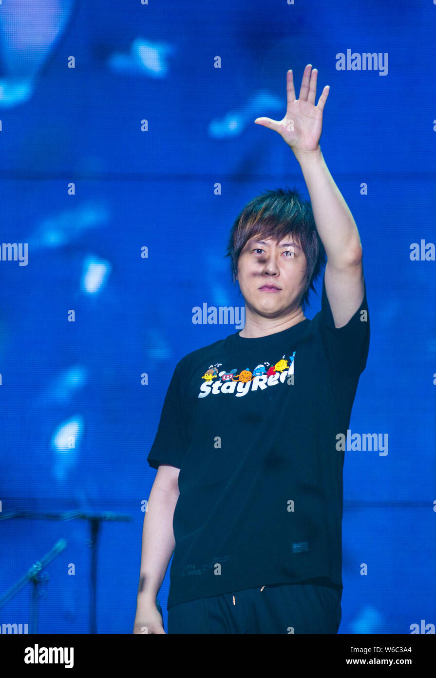 Chen Hsin-hung, better known by his stage name Ashin, of Taiwanese rock band Mayday performs at ...