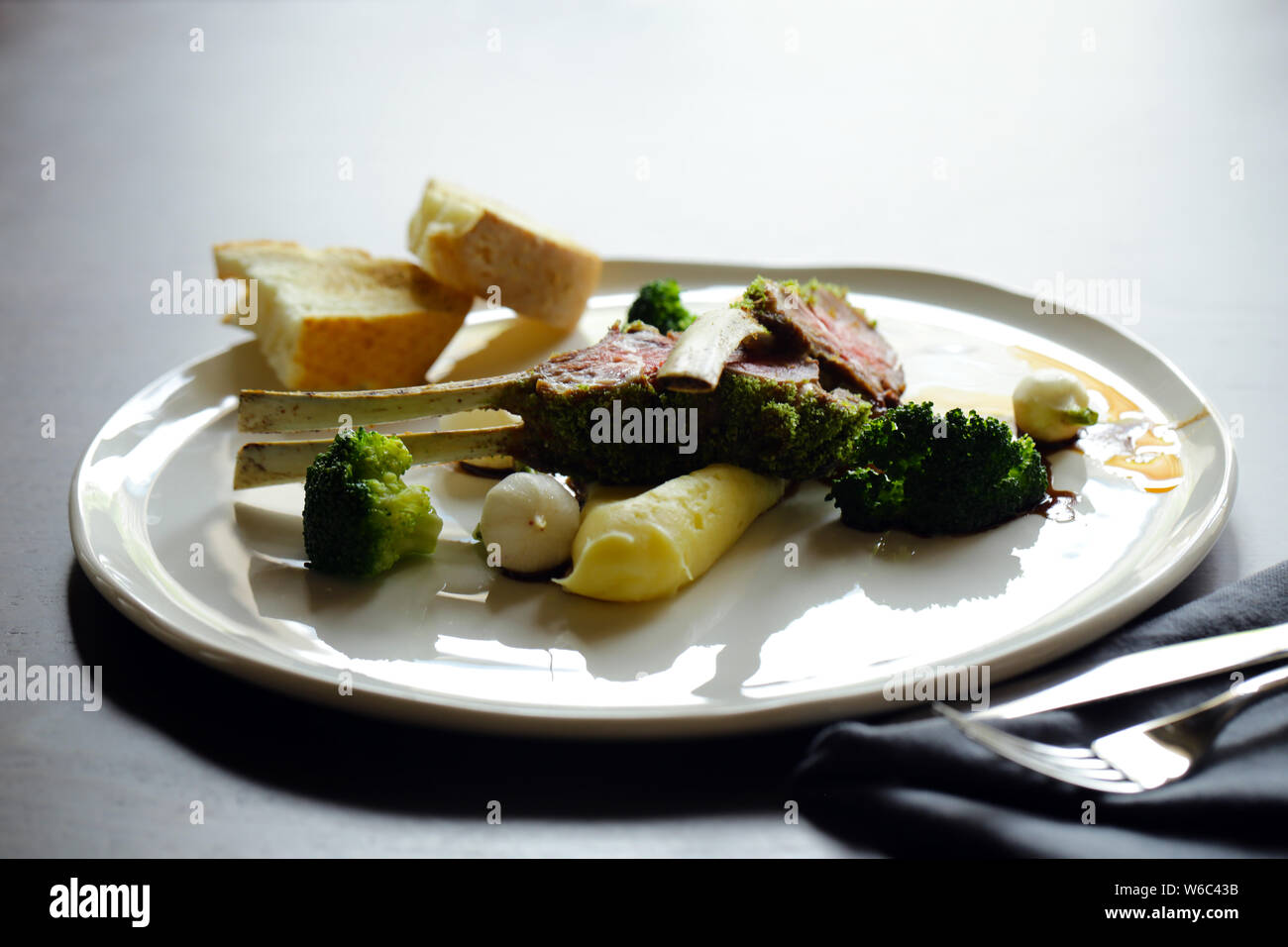 roast lamb with vegetables, restaurant serve Stock Photo - Alamy