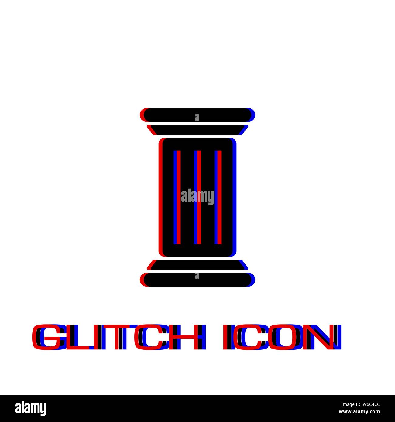 Antique Column icon flat. Simple pictogram - Glitch effect. Vector ...