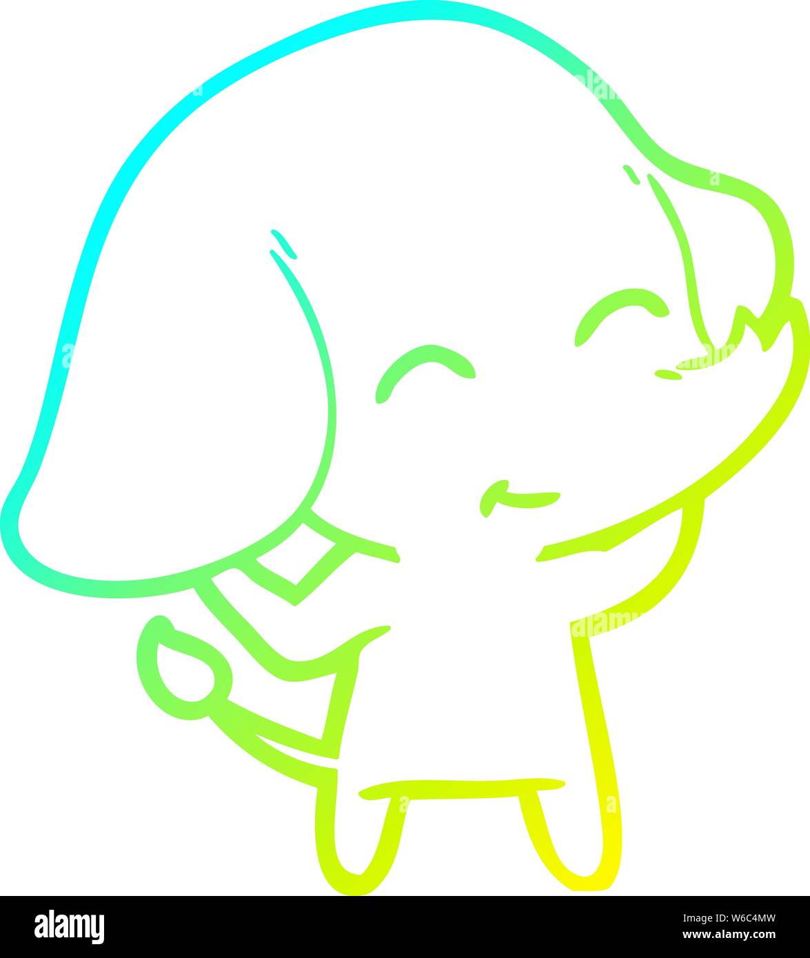 cold gradient line drawing of a cute cartoon elephant Stock Vector ...