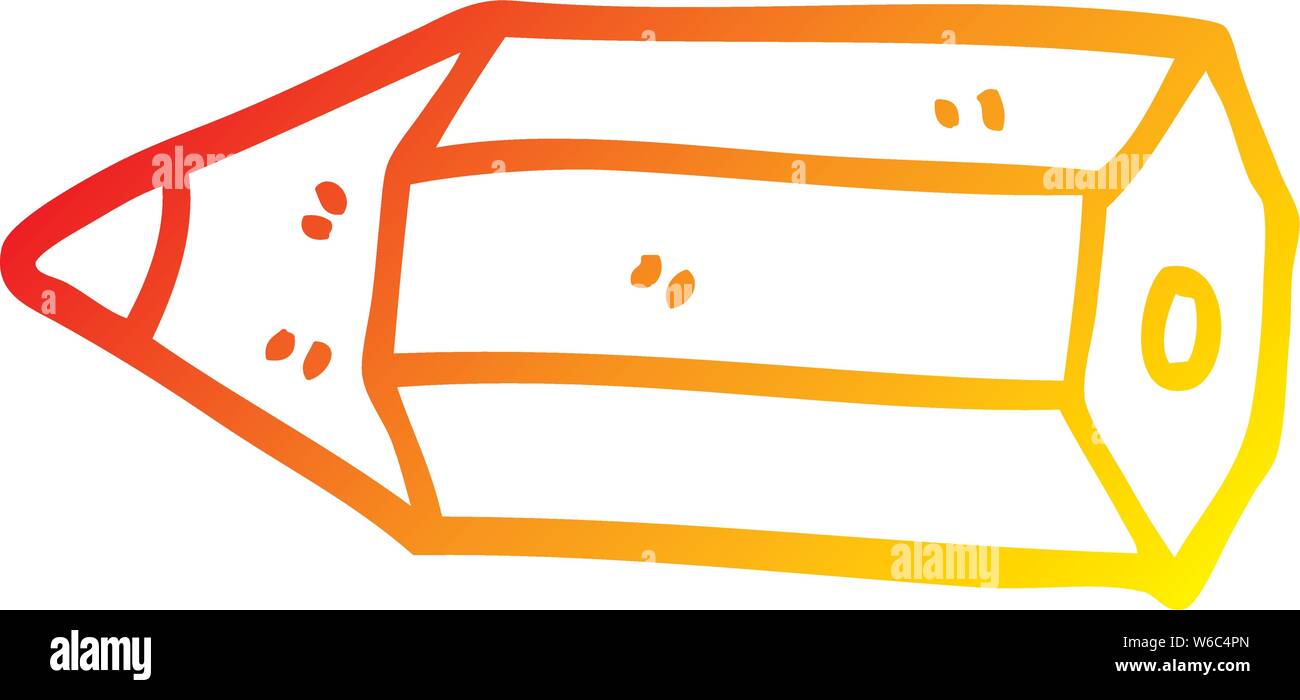 warm gradient line drawing of a cartoon coloring pencil Stock Vector ...