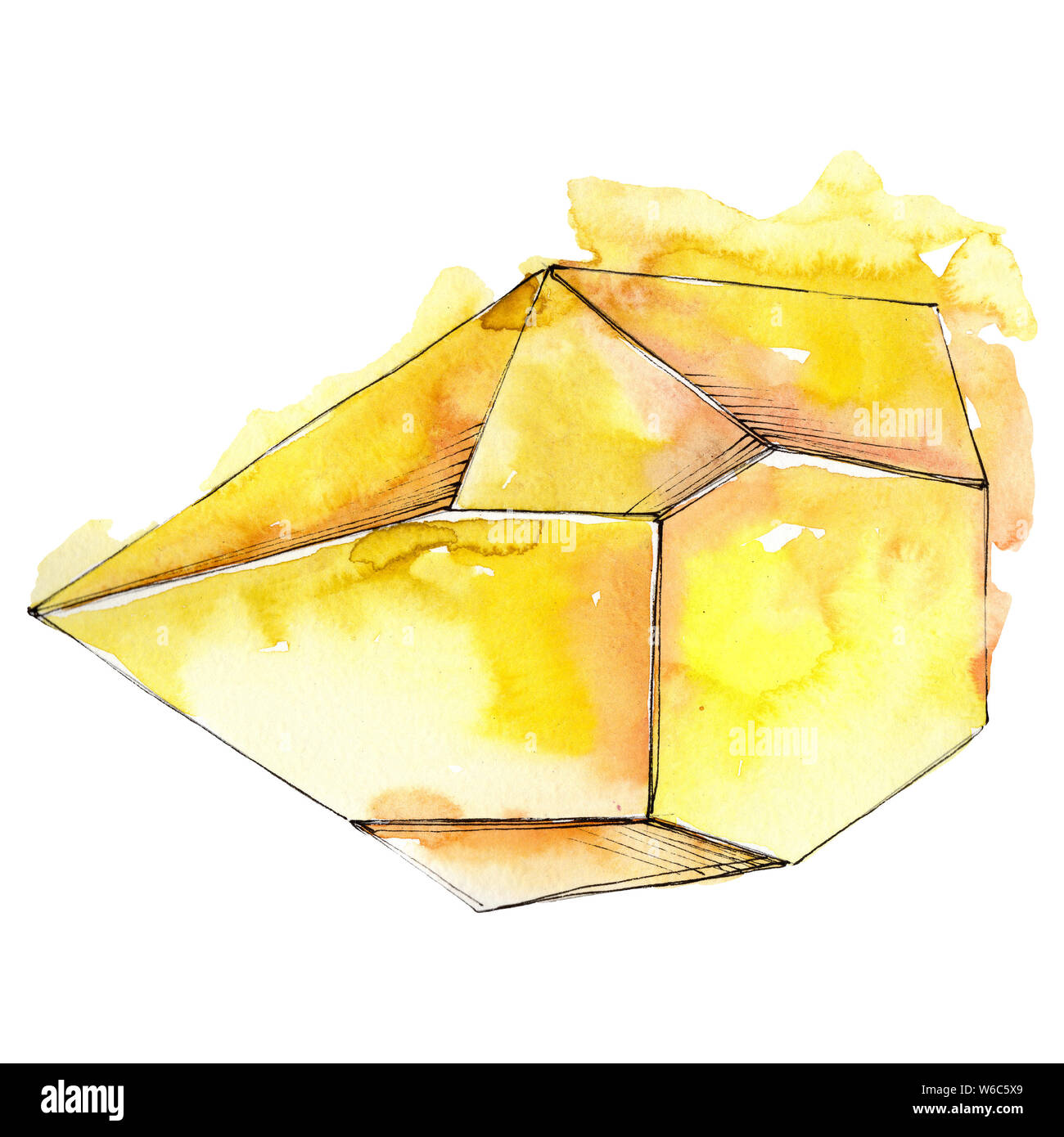 Yellow aquatic underwater nature coral reef. Watercolor background set ...