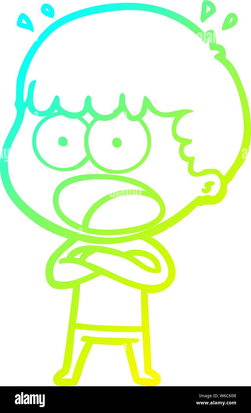 cold gradient line drawing of a cartoon shocked man Stock Vector Image ...