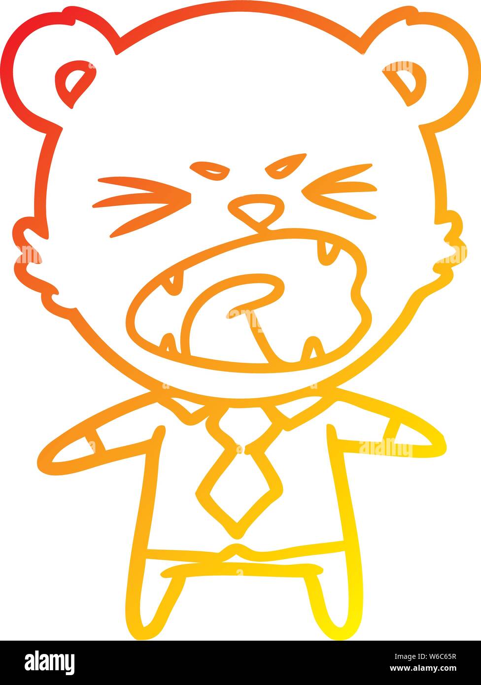 warm gradient line drawing of a angry cartoon bear Stock Vector Image ...
