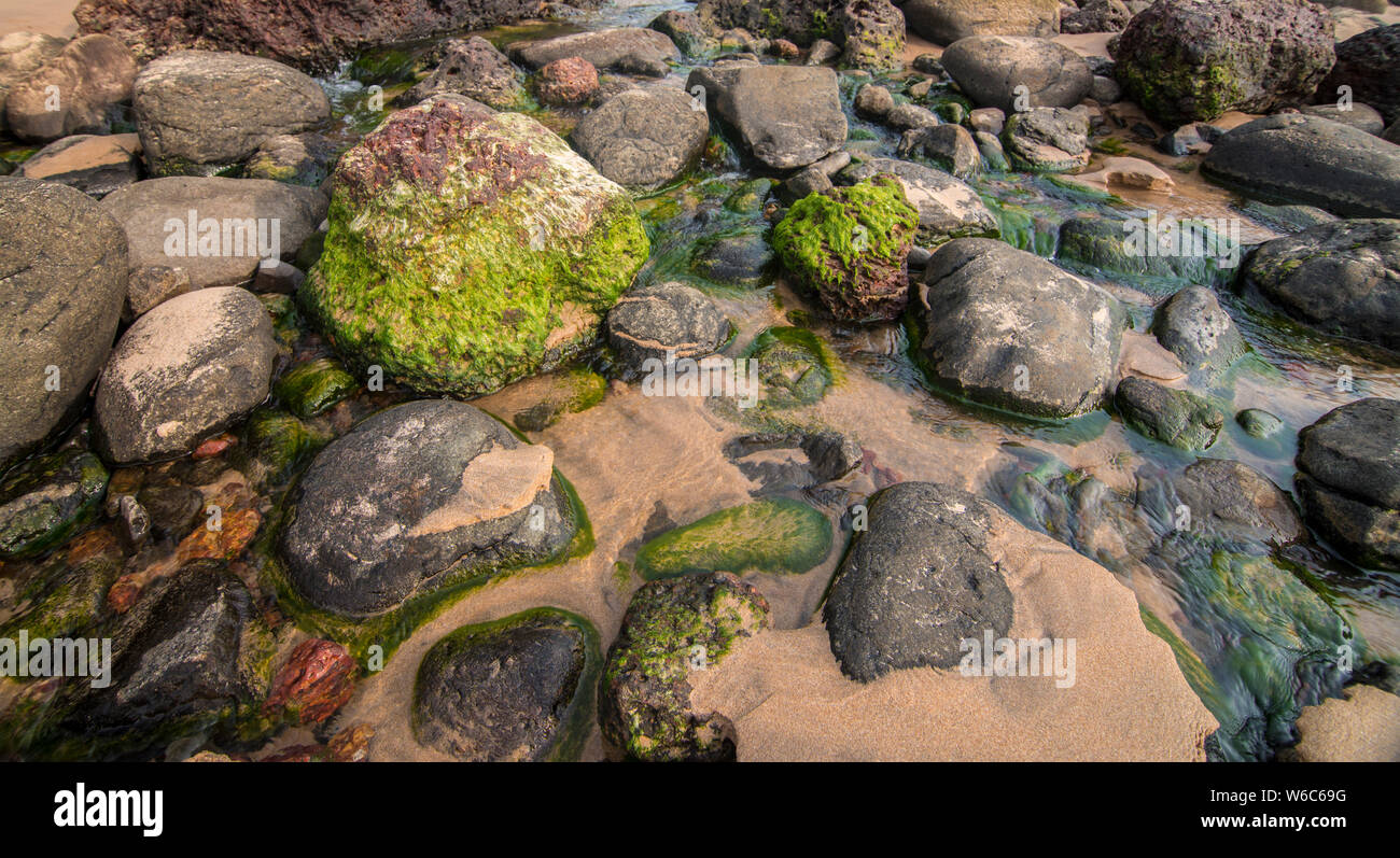 Colourful rocks on the beach at Devgad,Sindhudurga,Maharashtra,India ...