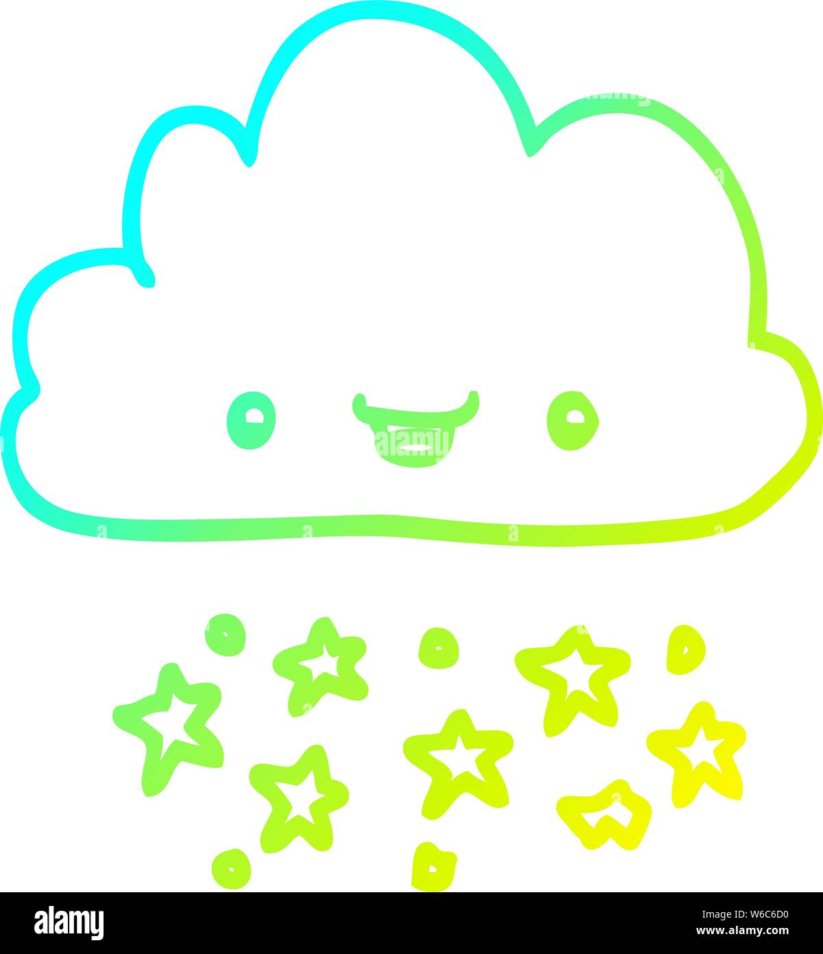 cold gradient line drawing of a cartoon storm cloud Stock Vector Image ...