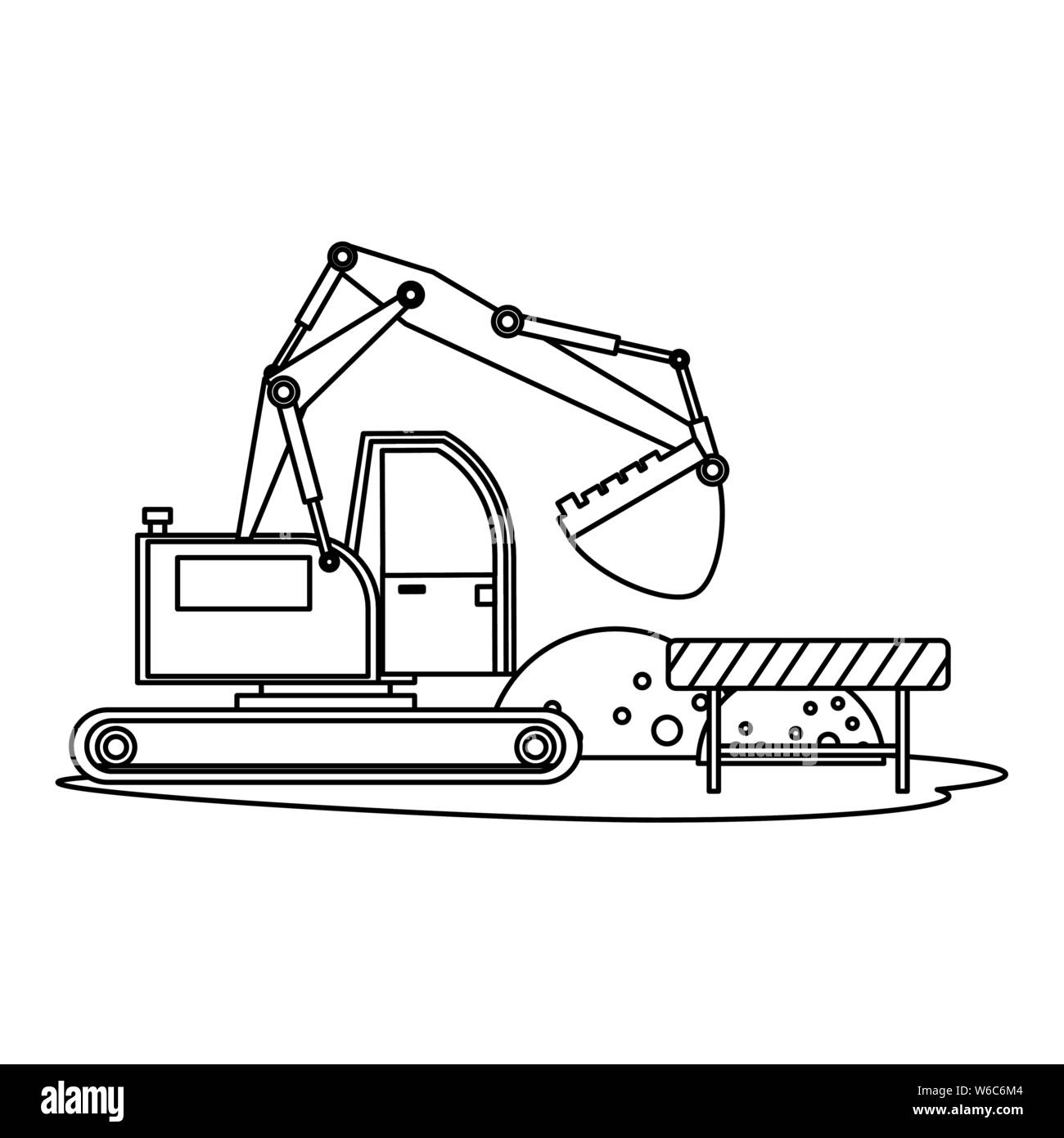 construction architectural engineering work cartoon in black and white ...