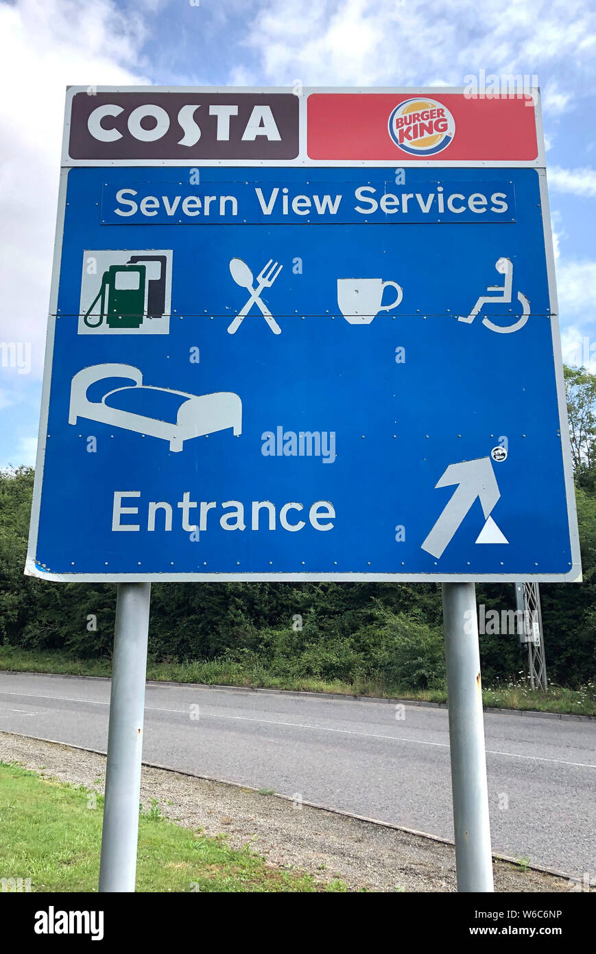 Road sign showing Severn View services. Severn View services on the M48 ...