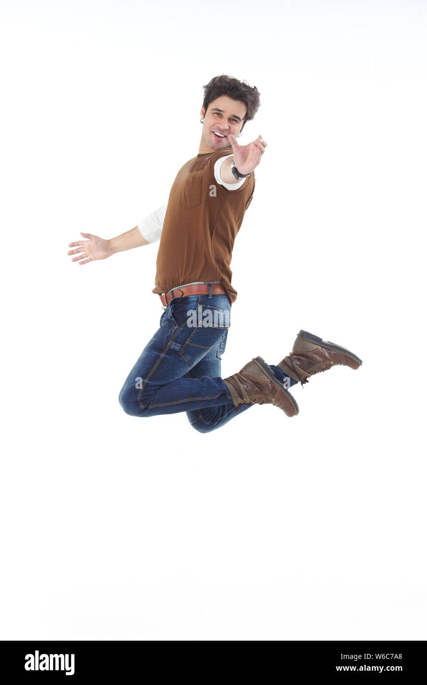 Man jumping in air Stock Photo - Alamy