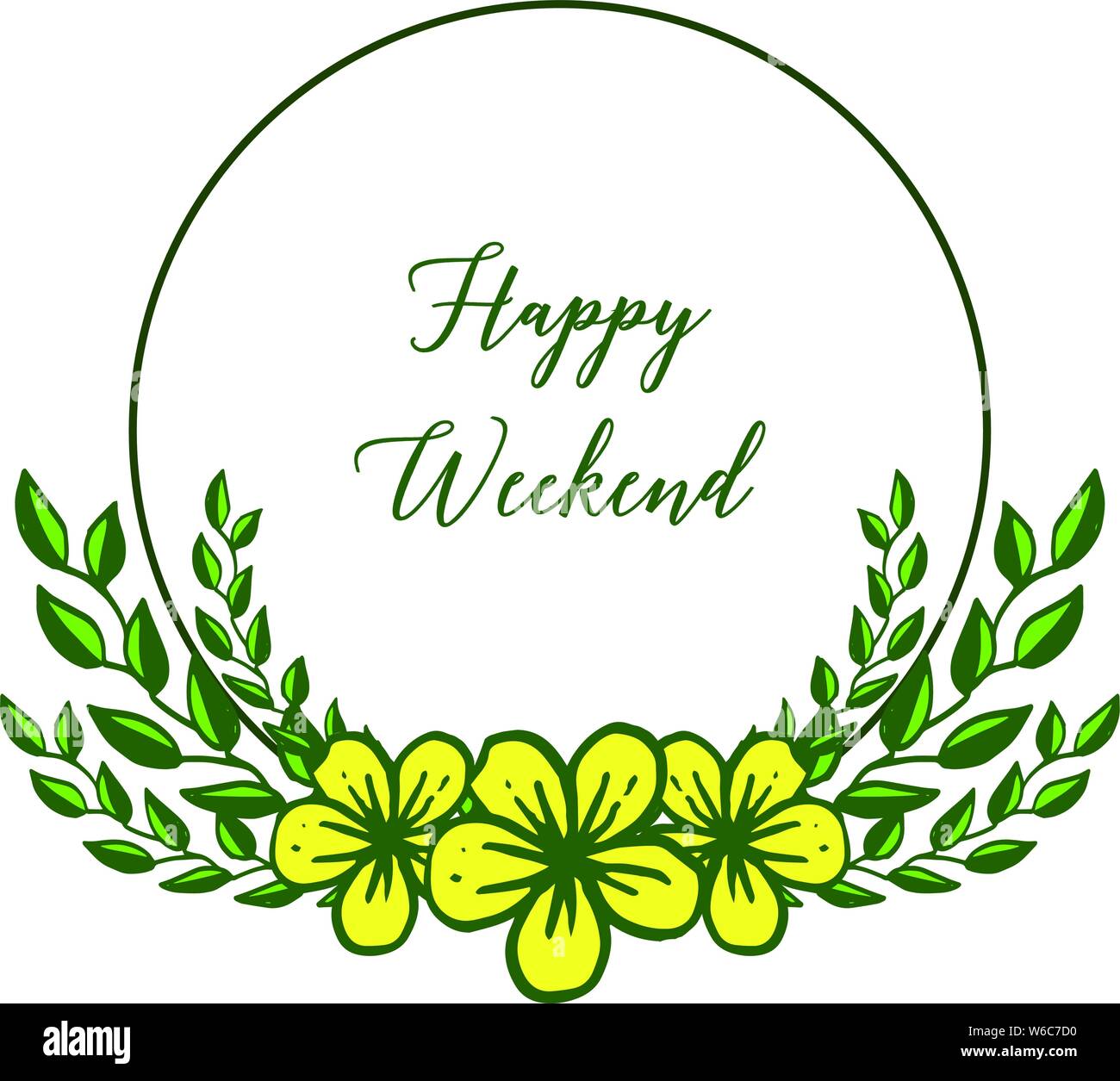 Decorative various card of happy weekend, with shape pattern leaf ...