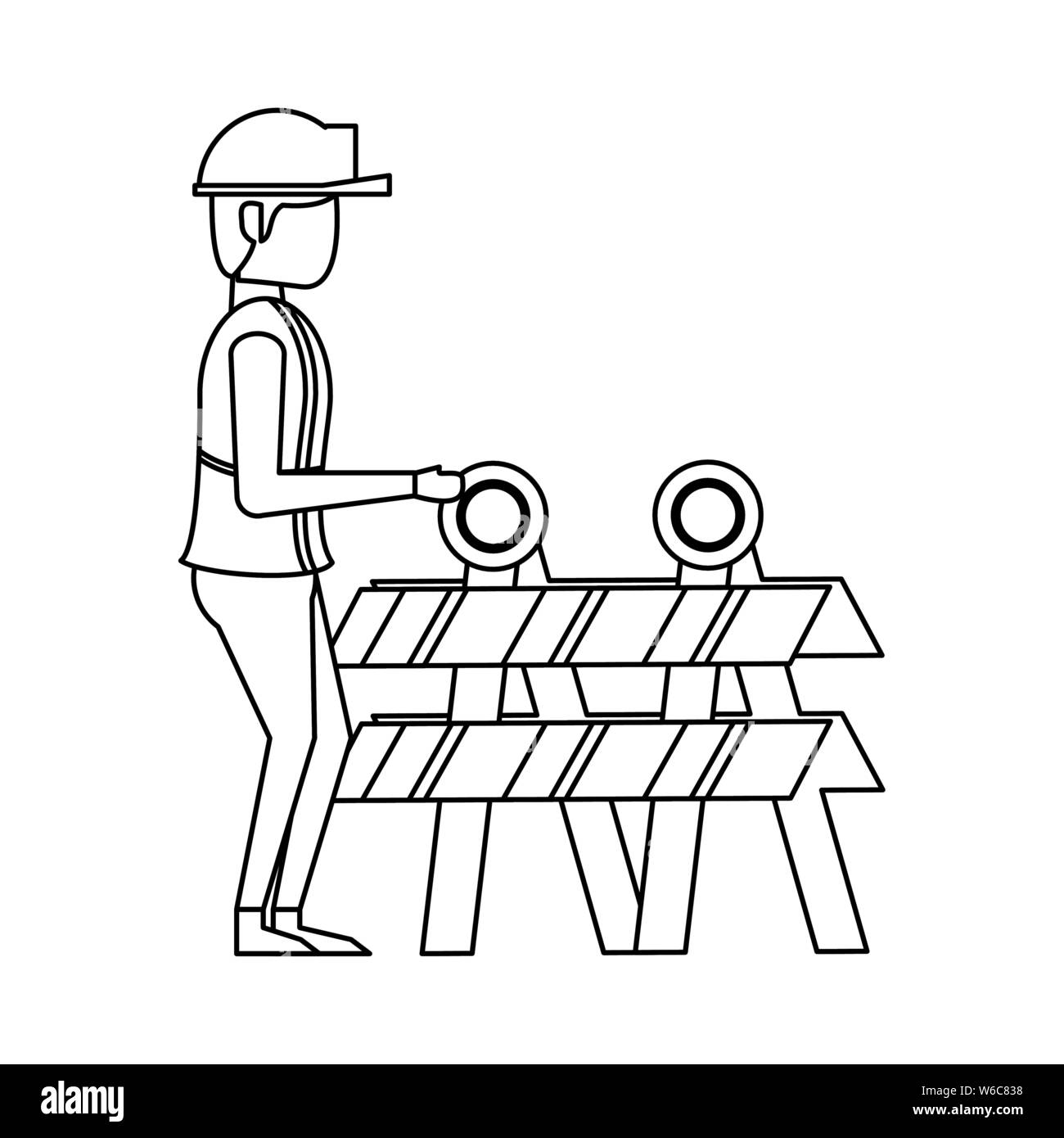 construction architectural engineering work cartoon in black and white ...