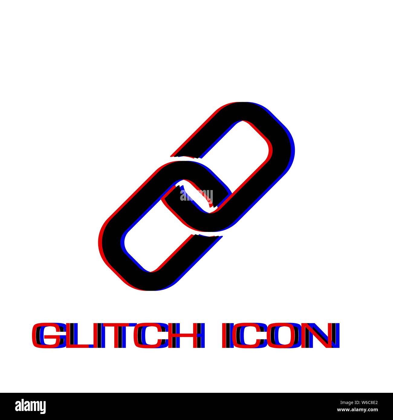 Chain icon flat. Simple pictogram - Glitch effect. Vector illustration ...