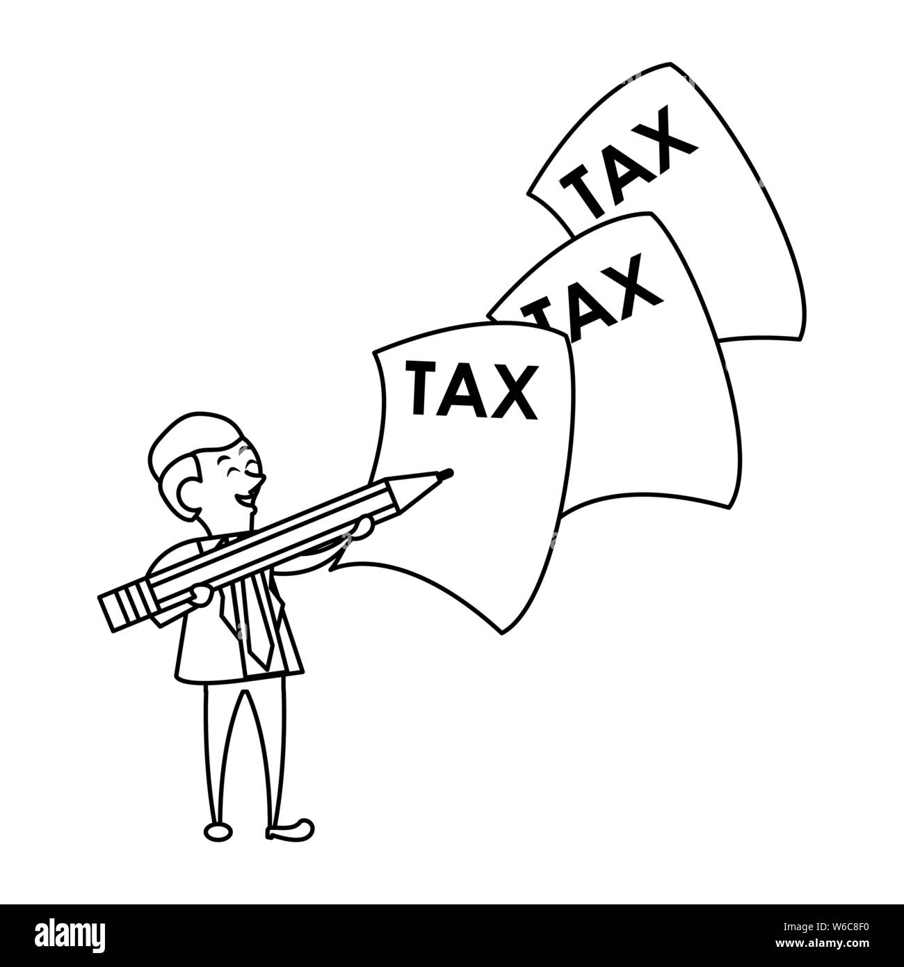 state government taxes business cartoon in black and white Stock Vector ...