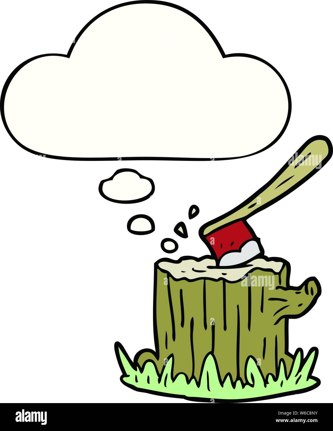 cartoon axe in tree stump with thought bubble Stock Vector Image & Art ...