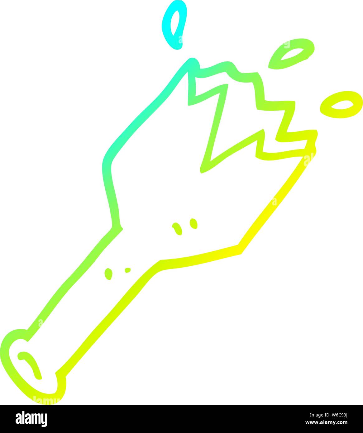 cold gradient line drawing of a cartoon smashed glass bottle Stock ...