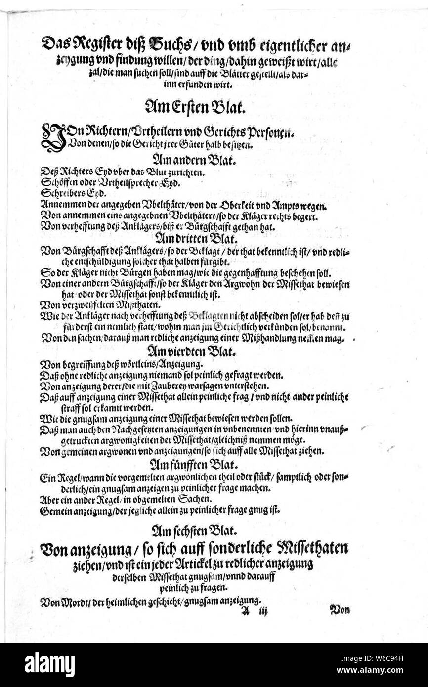 De Constitutio criminalis Carolina (1577) 05 Stock Photo - Alamy