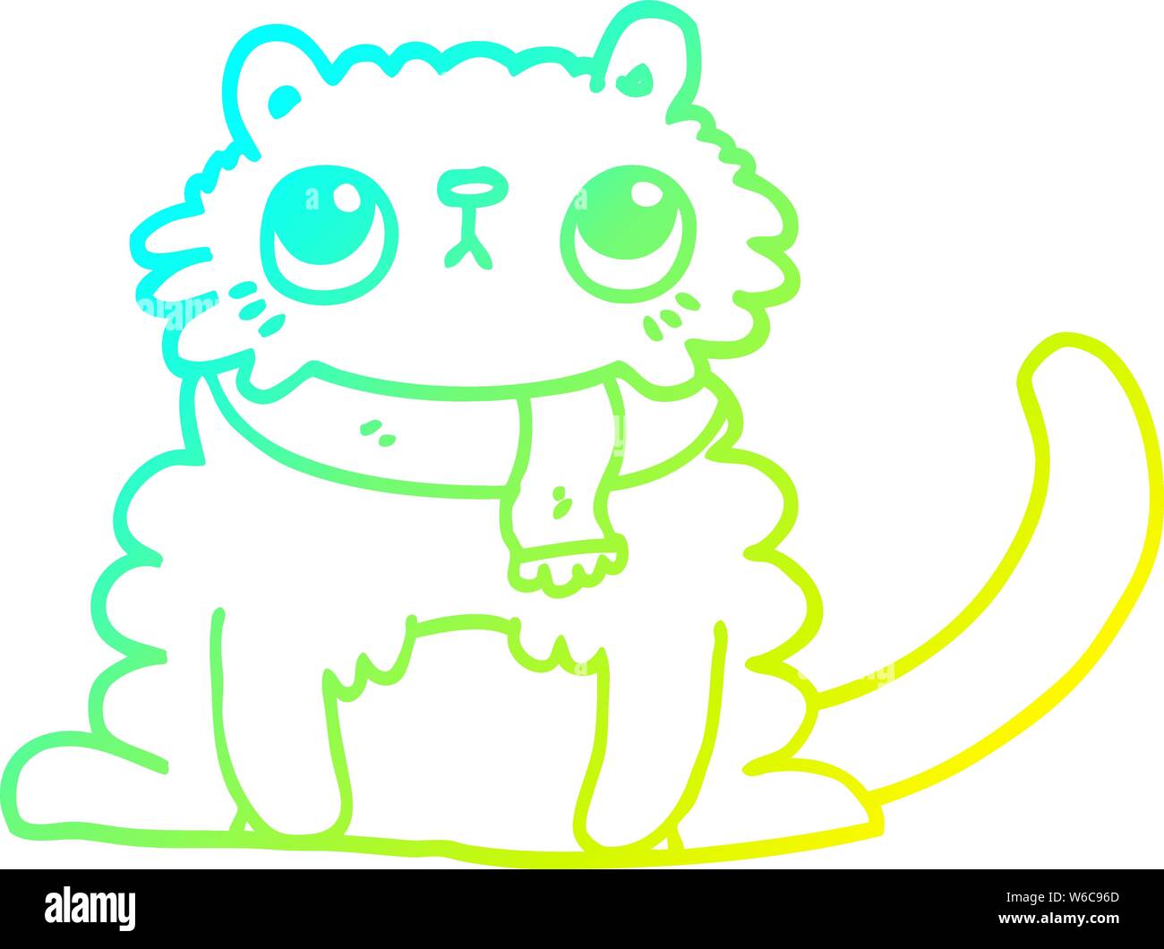 cold gradient line drawing of a cartoon cat Stock Vector Image & Art ...