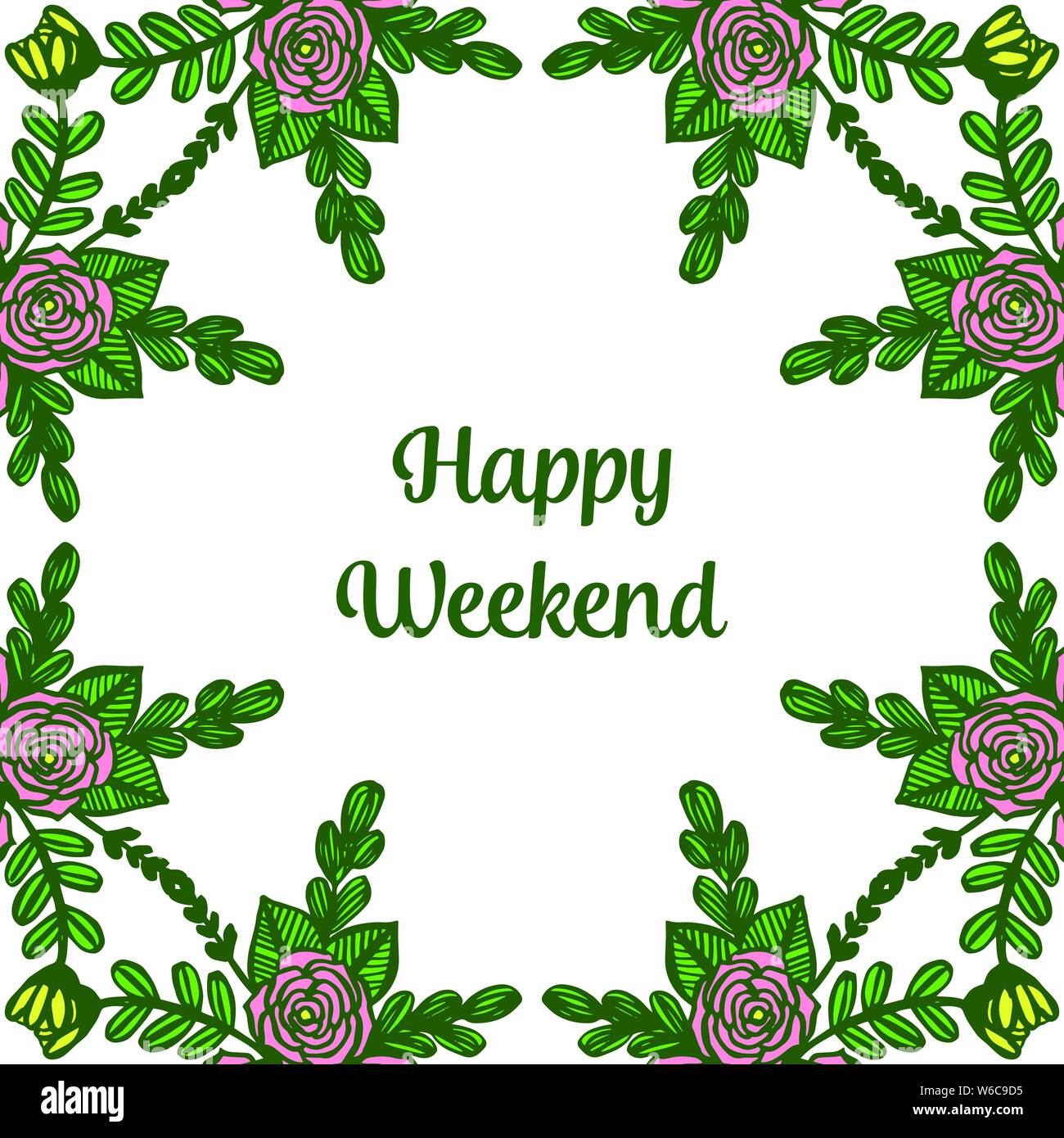 Perfect design element for greeting card happy weekend, pattern of rose ...