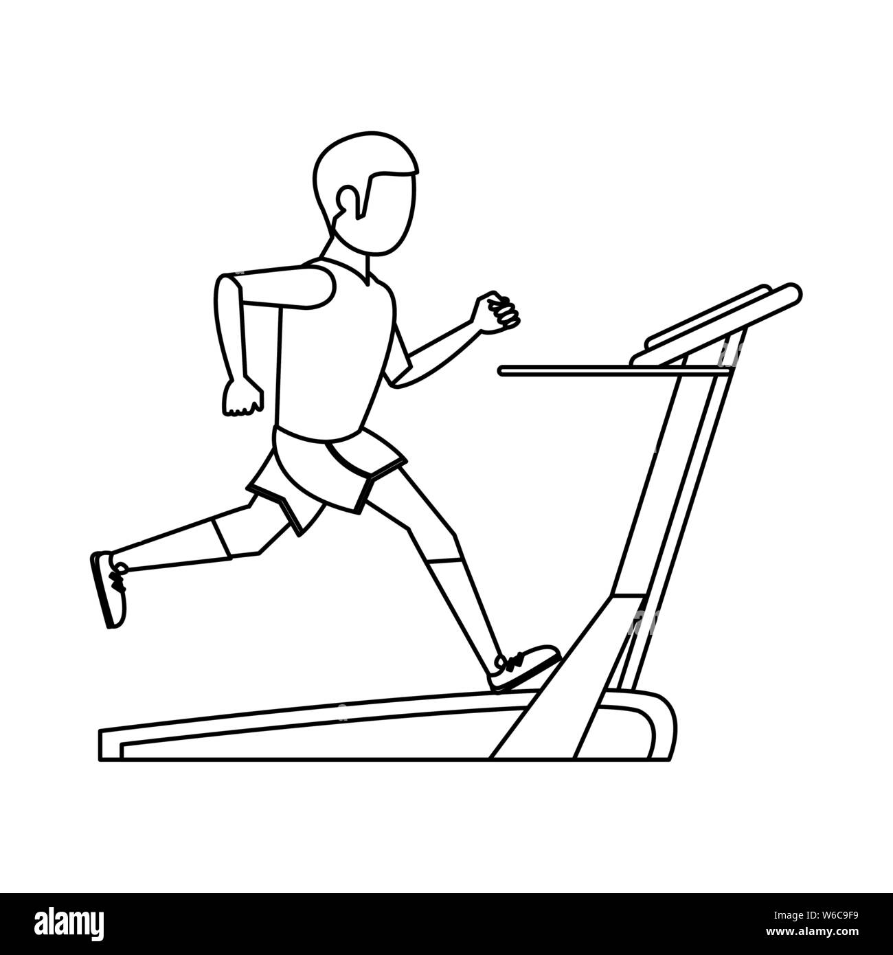 fitness sport excercise lifestyle cartoon in black and white Stock ...