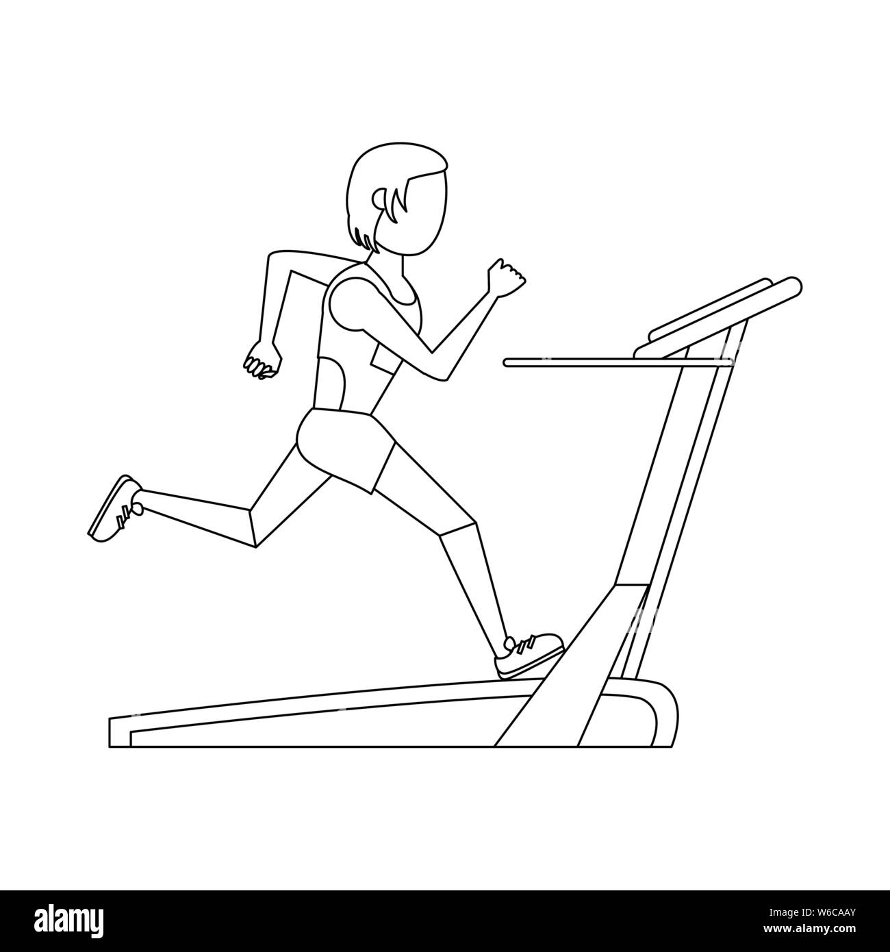 fitness sport excercise lifestyle cartoon in black and white Stock ...