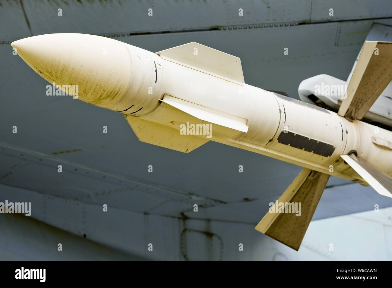 Air to air missile under plane's wing, AAM Stock Photo - Alamy