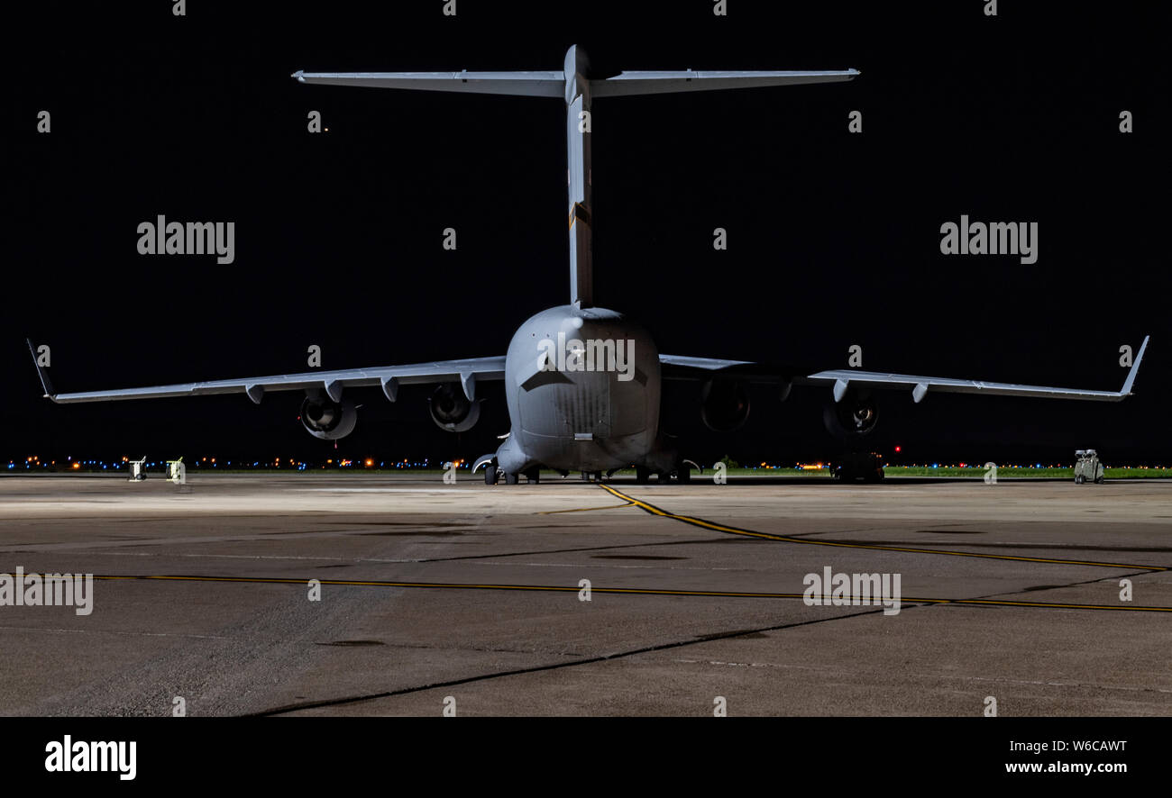 A C-17 Globemaster III assigned to the 911th Airlift Wing sits on the ...