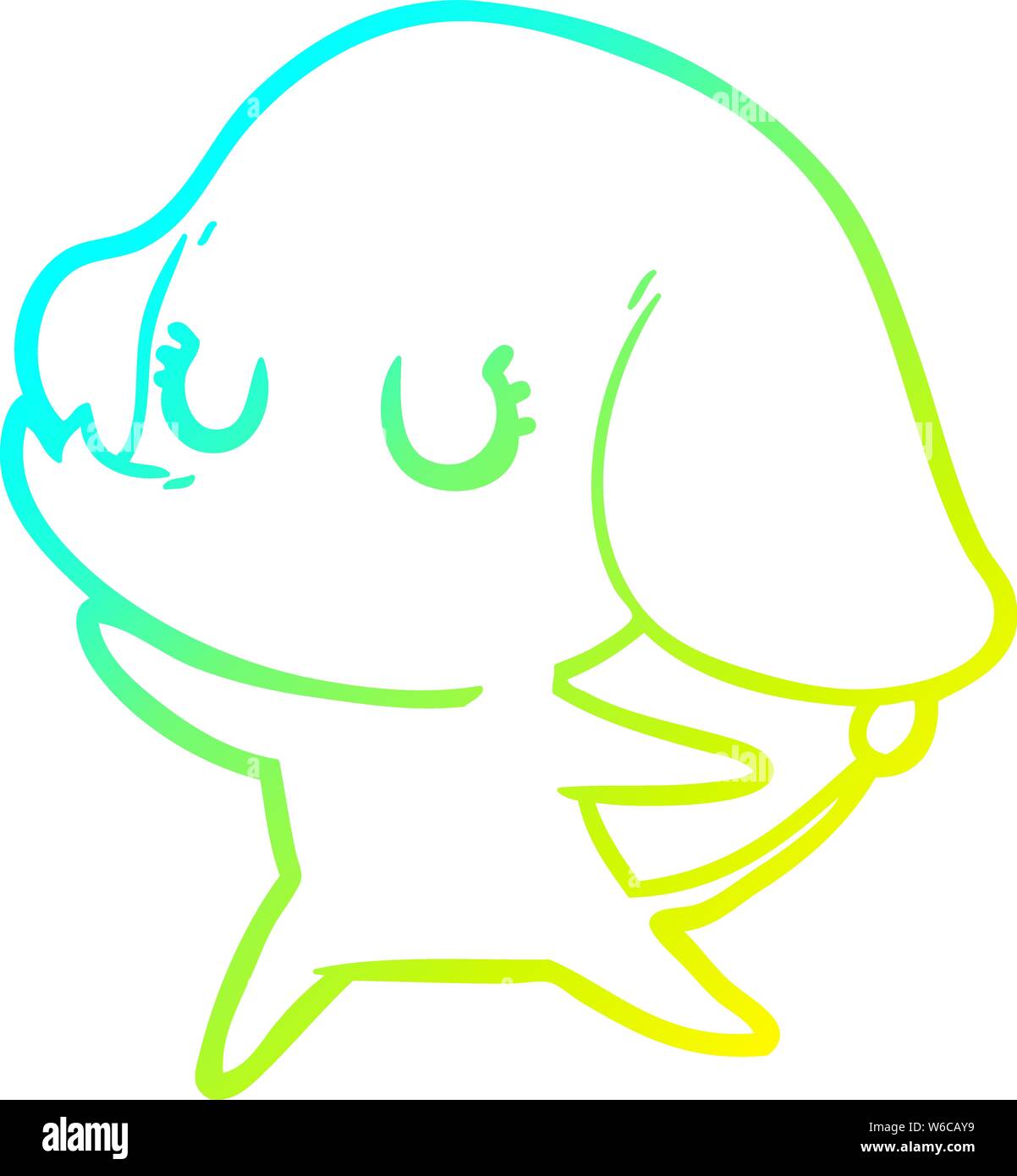 cold gradient line drawing of a cute cartoon elephant Stock Vector ...
