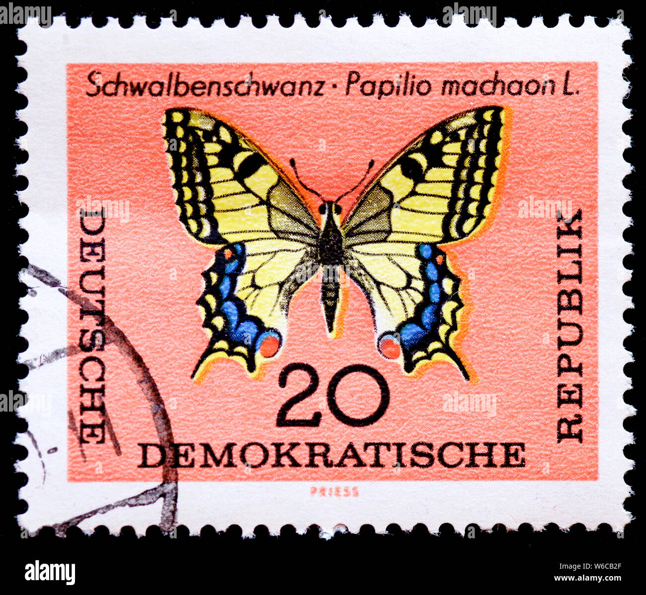 East Germany postage stamp - Swallowtail Butterfly Stock Photo - Alamy