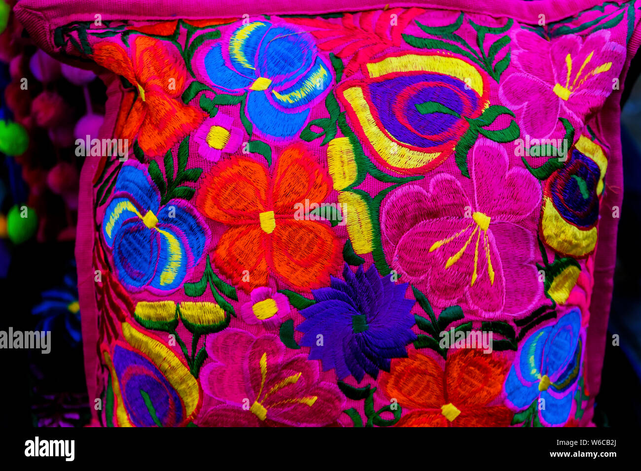 Colorful Mexican Flower Textiles Cloth Handicrafts Orange Blue Purple ...