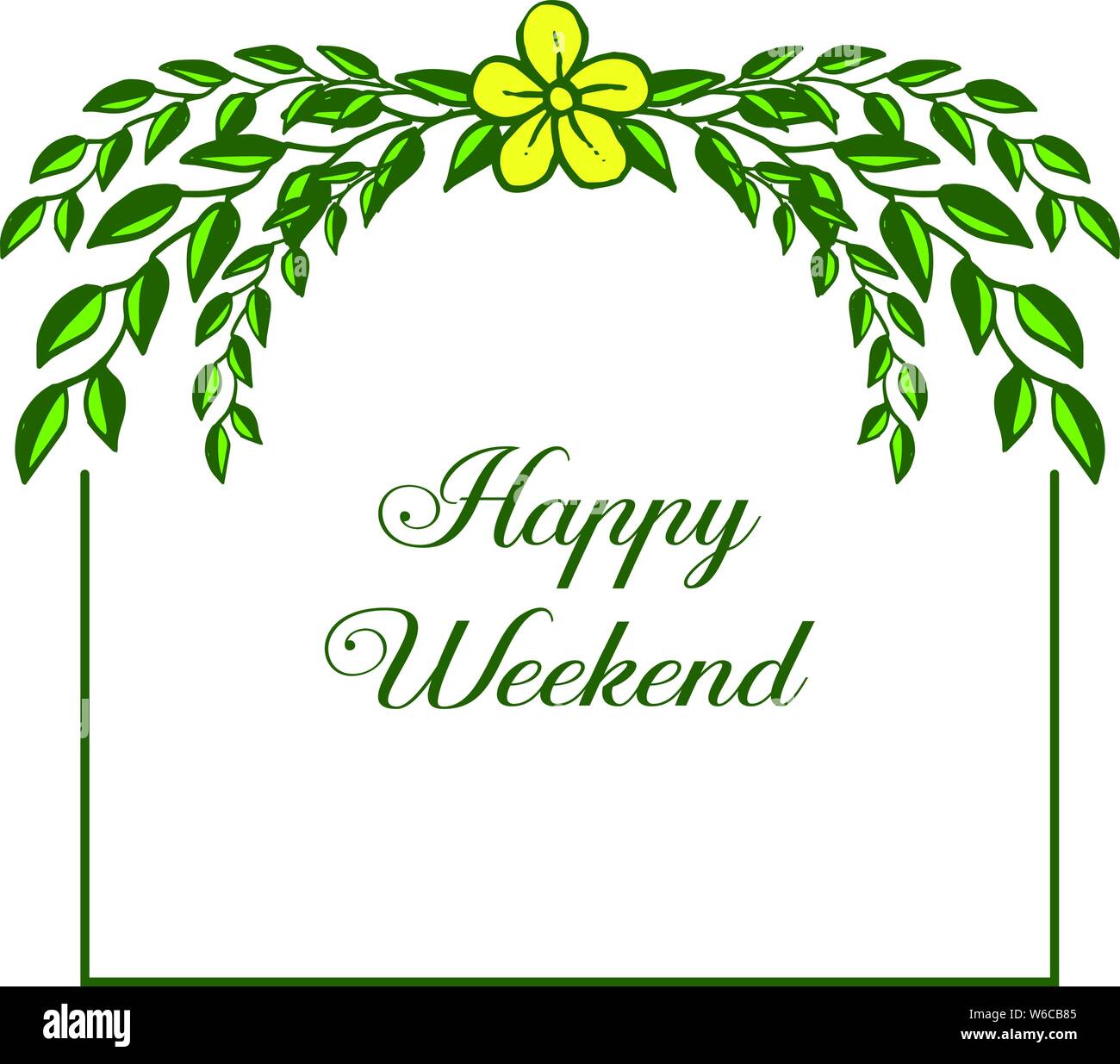 Decorative various card of happy weekend, with shape pattern leaf ...
