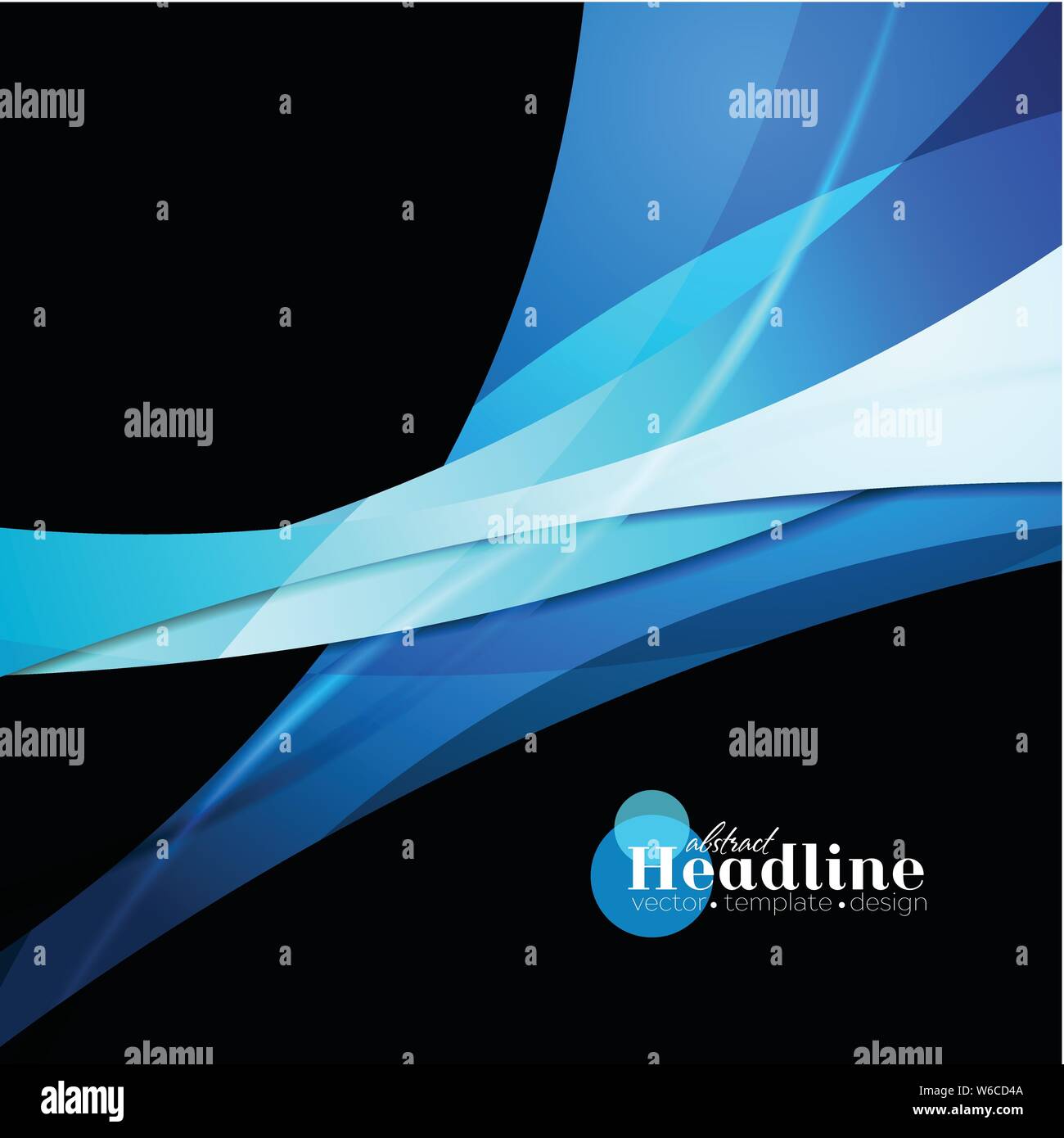 Shiny blue abstract waves on black background. Corporate vector design ...