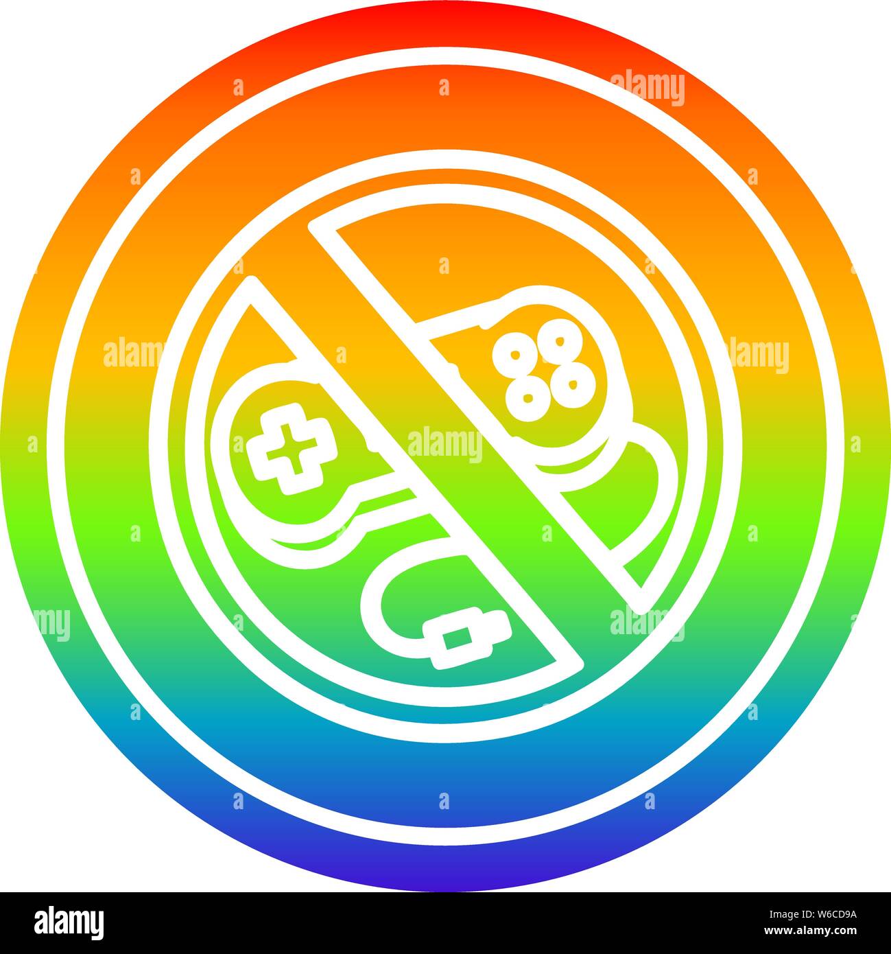 no gaming circular icon with rainbow gradient finish Stock Vector Image ...