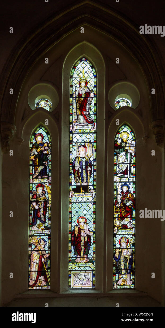 Stained glass window by Kempe 1888 Cricklade church, Wiltshire, England ...