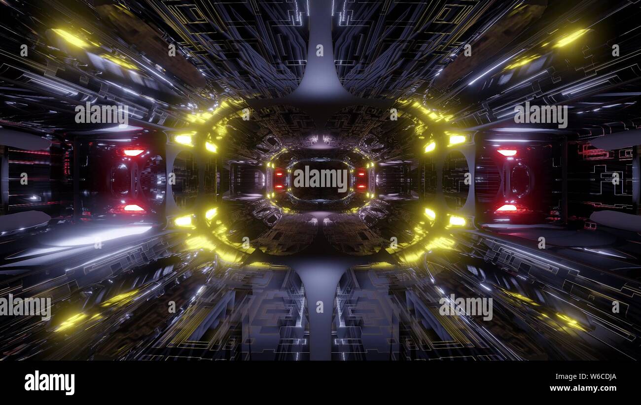 futuristic science-fiction tunnel corridor 3d illustration background ...