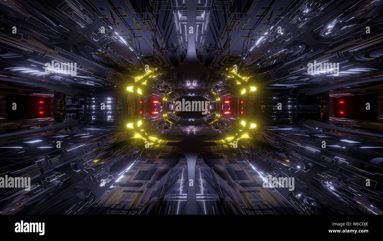 futuristic science-fiction tunnel corridor 3d illustration background ...