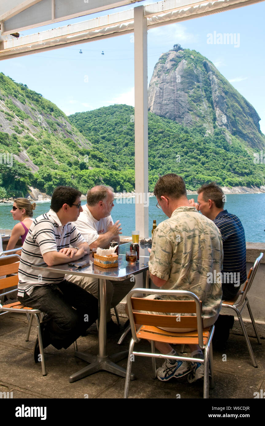 BRAZIL. TOURISTS AND LOCAL PEOPLE ENJOYING URCA BEACH IN RIO DE JANEIRO ...
