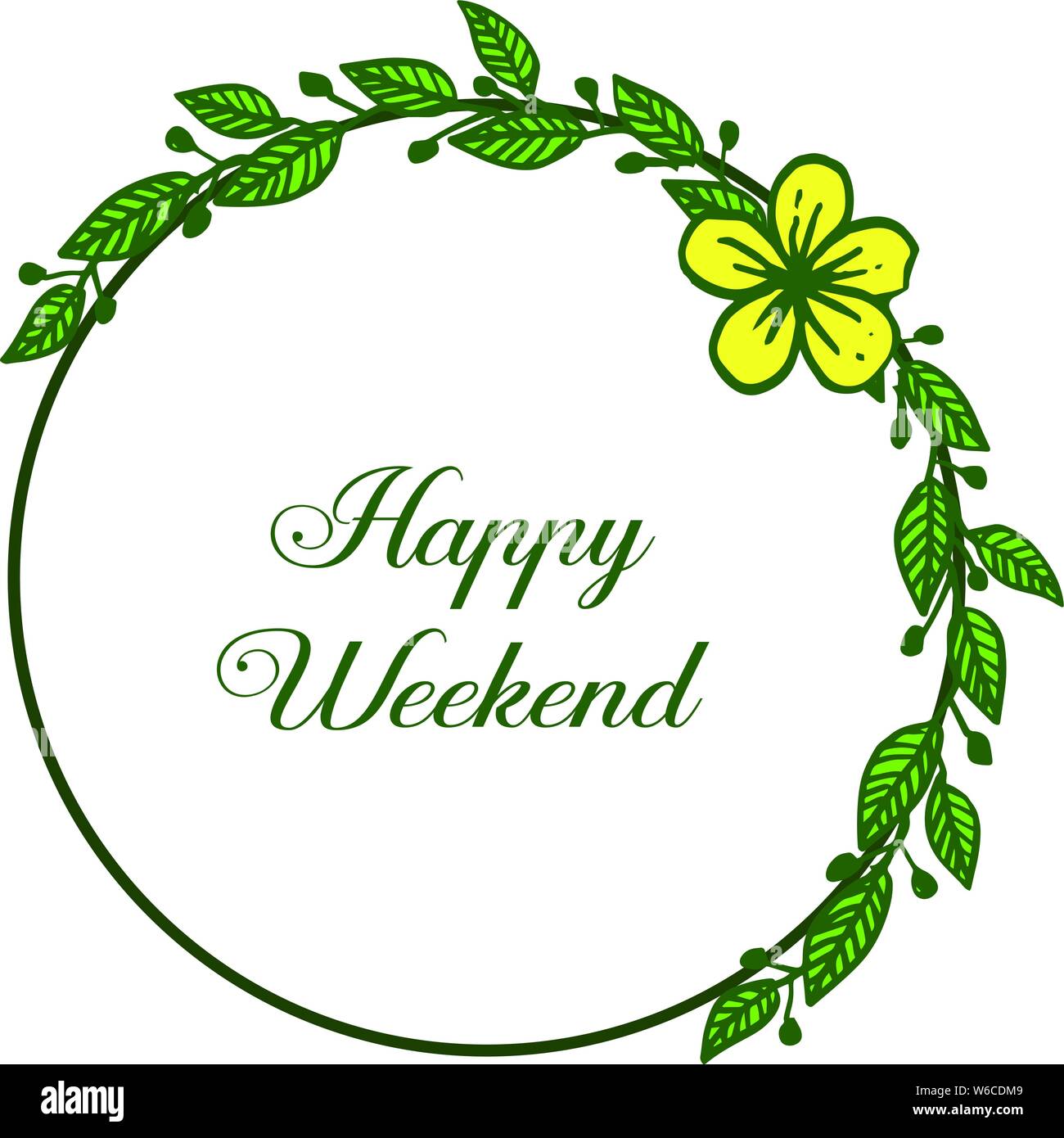 Template design of happy weekend, circular beautiful yellow flower ...