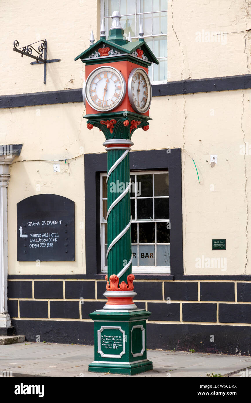 Victorian Jubilee clock 1897 on street in town of Cricklade, Wiltshire ...
