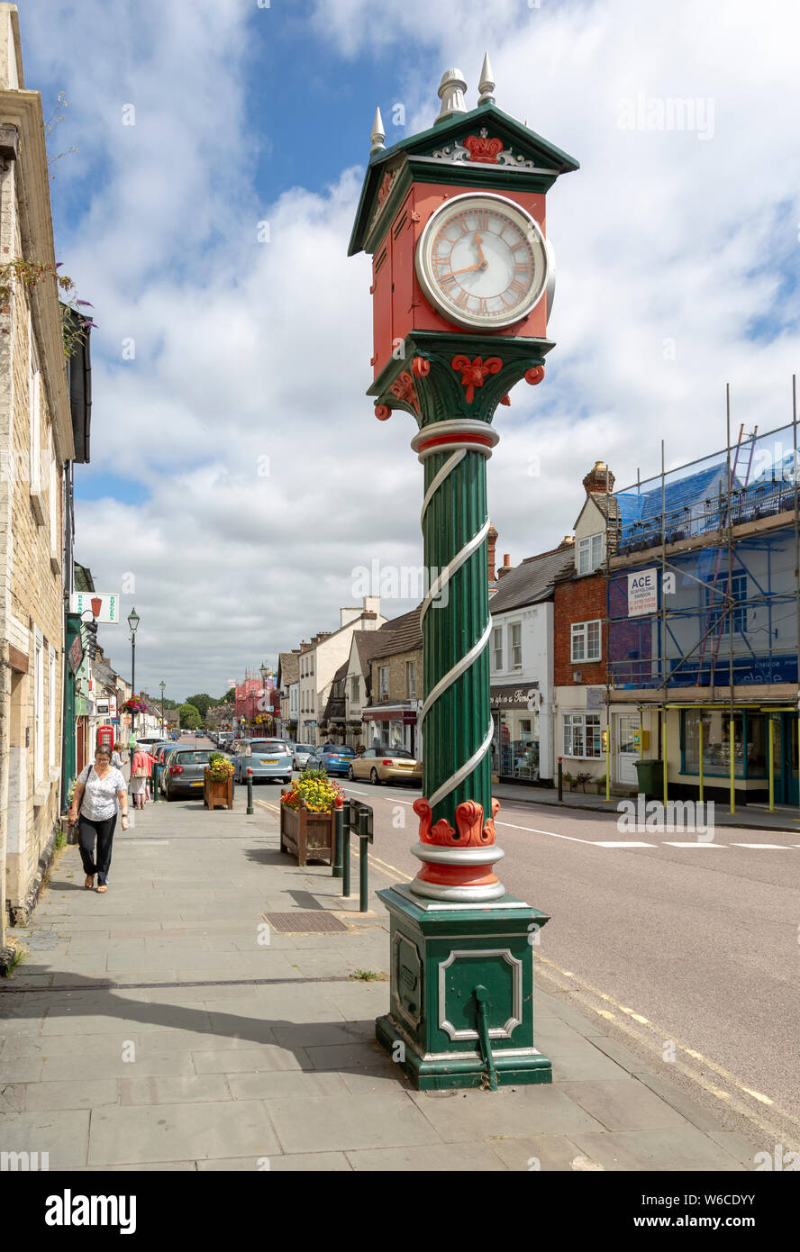 Victorian Jubilee clock 1897 on street in town of Cricklade, Wiltshire ...